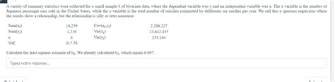 Solved A Variety Of Summary Statistics Were Collected For A