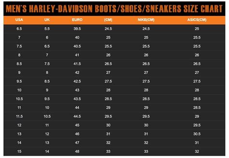 Harley Davidson Boot Size Chart Find Your Perfect Fit