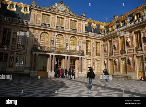 Entrance In The Impressive Palace Of Versailles The Residence Of The
