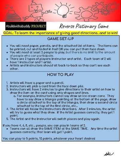 Reverse Pictionary By Build With A Buddy Project Tpt
