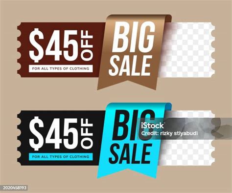 Spanduk Elemen Diskon Kupon Penjualan Besar Dengan Ruang Untuk Foto Di Sisi Kanan Ilustrasi Stok