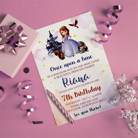 Sofia Princess Themed Birthday Invite On Behance