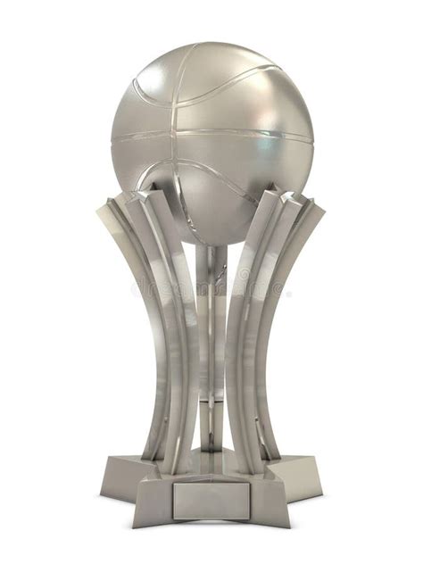 Silver Basketball Award Trophy With Ball And Stars Stock Illustration