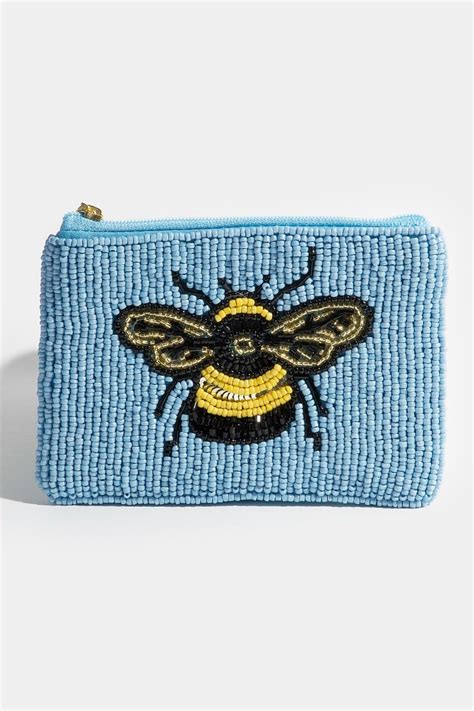 Seed Beaded Queen Bee Coin Purse Bags