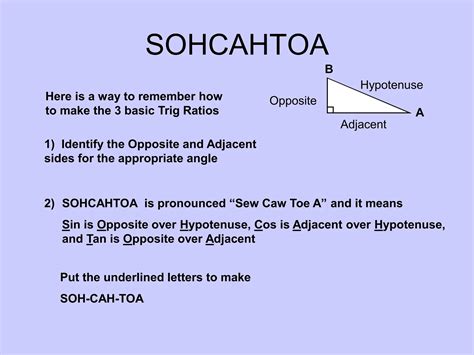 Trigonometric Ratios Soh Cah Toa Grade 9 Ppt