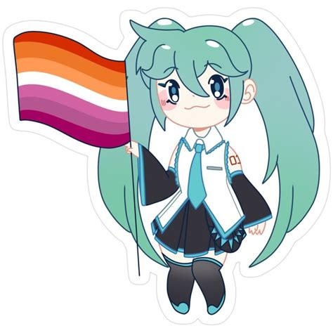 Hatsune Miku Flag Chibi Sticker Lesbian Pride Sticker In 2025 Chibi