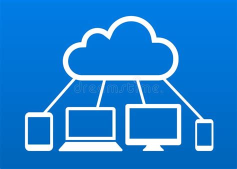 Cloud Computing Devices Connected To Internet Cloud Vector Icon Stock