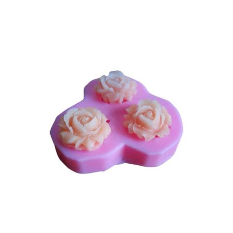 Molde De Silicona 3d 3 Rositas Para Velas Velas E Insumos León