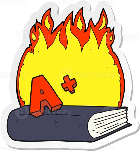 Sticker Of A Cartoon A Grade Symbol And Book 45074529 Png