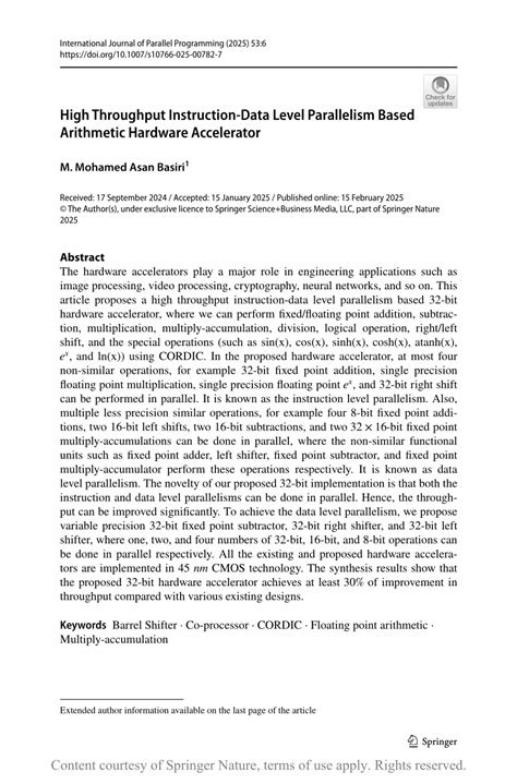 High Throughput Instruction Data Level Parallelism Based Arithmetic