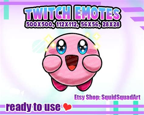Kirby Amazed Wow Sparkling Emote For Twitchyoutubefacebook Etsy