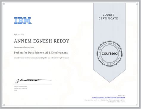 I Completed With Python For Data Science Ai And Development Certification Offered By The Ibm On