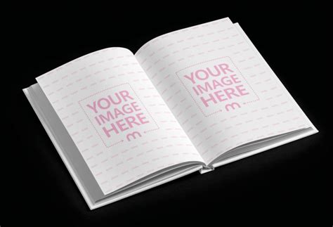 Open Book Mockup With Blank Pages On Dark Background Mediamodifier