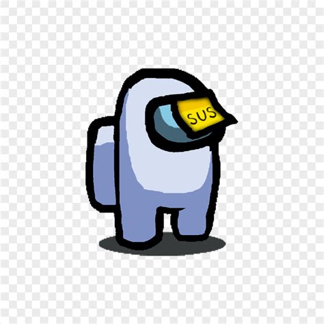 Hd Among Us White Crewmate Character With Sus Sticky Note Hat Png