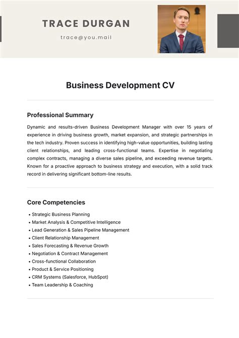 Free Business Development Cv Template To Edit Online