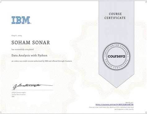 Completed Ibm Data Analysis With Python Soham Sonar Posted On The