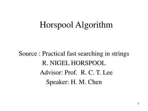 Ppt Horspool Algorithm Powerpoint Presentation Free Download Id837365