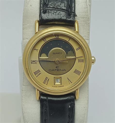 Catena Lune Quartz Moonphase Roman Dial Vintage Womens Watch Etsy