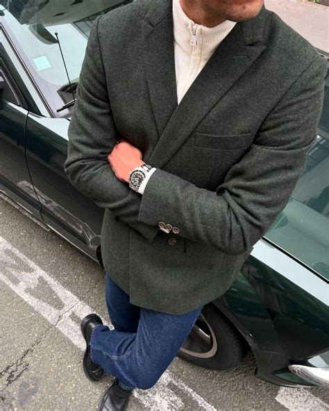 Blazer Vert Avec Pull Et Jeans Hockerty