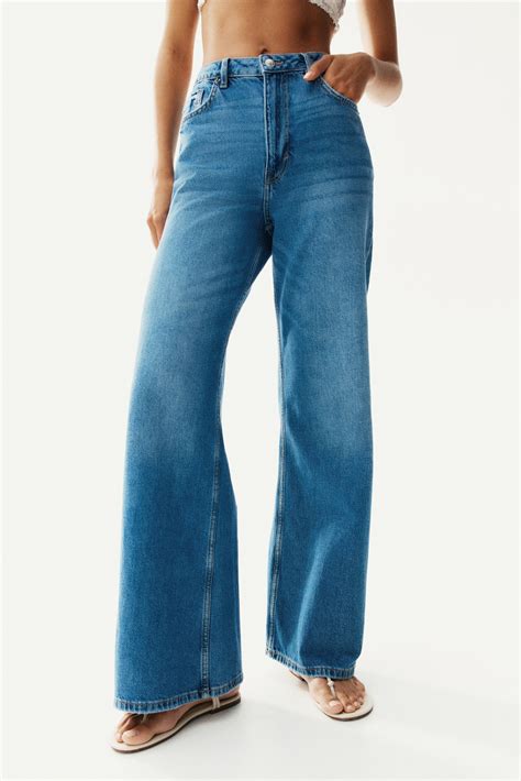 Wide Ultra High Jeans Bleu Denim Femme Handm Fr