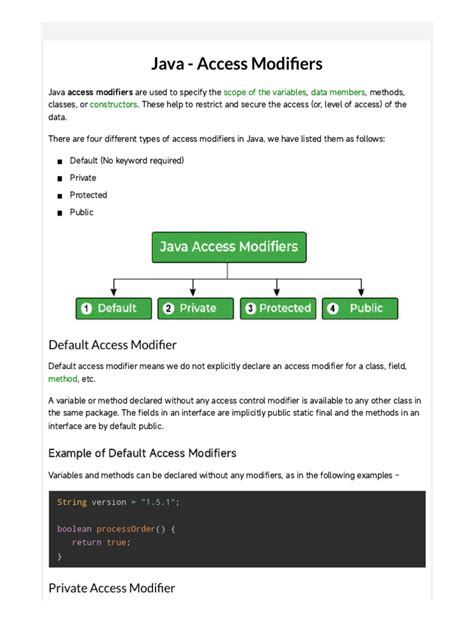 Java Access Modifiers Explained Pdf Class Computer Programming