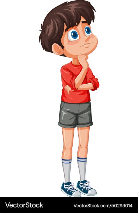Thinking Cartoon Boy