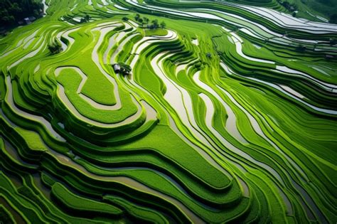 Premium Photo Rhythmic Beauty Of Terraced Paddy Field Patterns