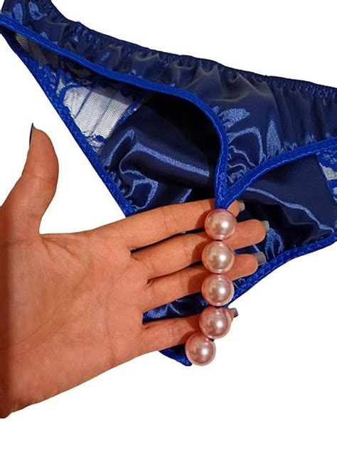 Satin Panties For Men With Pearl Open Crotch Sissy Thong Crossdresser