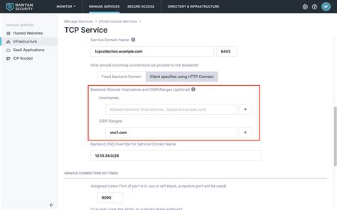 Tunnelling To A Collection Of Tcp Services Sonicwall Cloud Secure