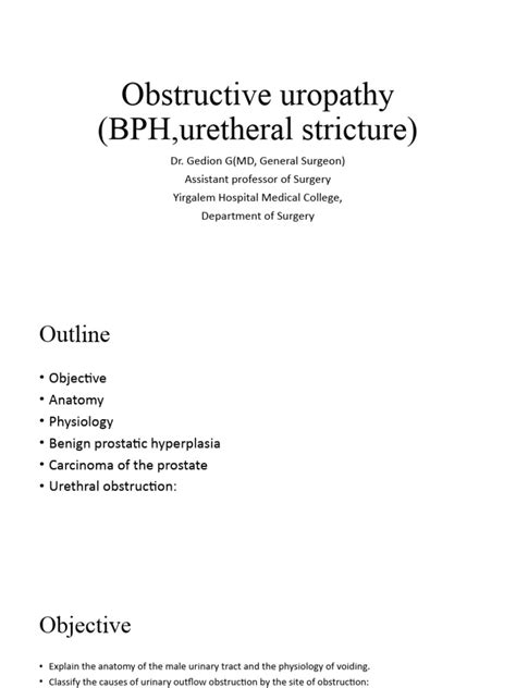 Obstructive Uropathy Bph Uretheral Stricture Pdf Urination Prostate Cancer
