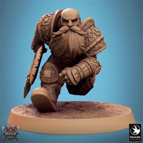 Dwarf Warrior Ax Miniature For Dnd Dsa Pathfinder Rpg Tabletop Figure Axe Run Molten