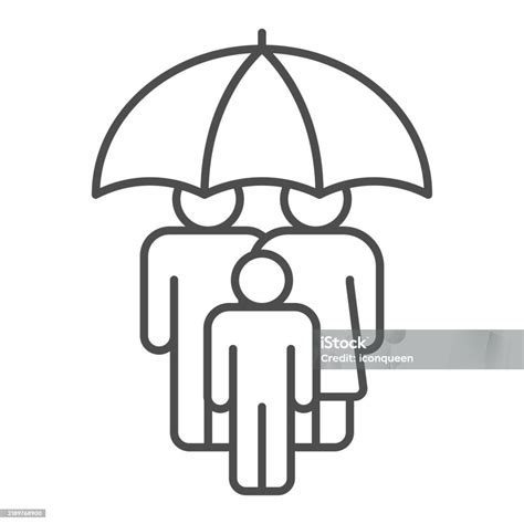 우산 와 아이 가족 가느다 가 선 아이콘 가족 심리학 개념 벽지 벡터 그래픽 흰색 배경에 인간 그룹과 파라솔 기호 모바일 또는 웹 디자인을위한 윤곽선 스타일 아이콘 0명에