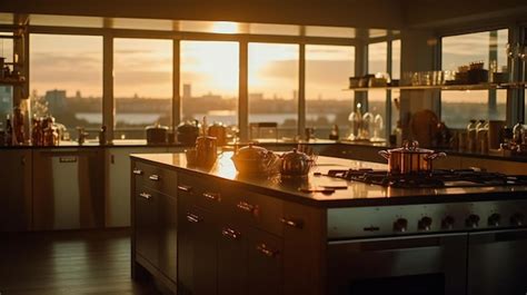 Premium Ai Image General View Of Luxury Kitchen Generative Ai