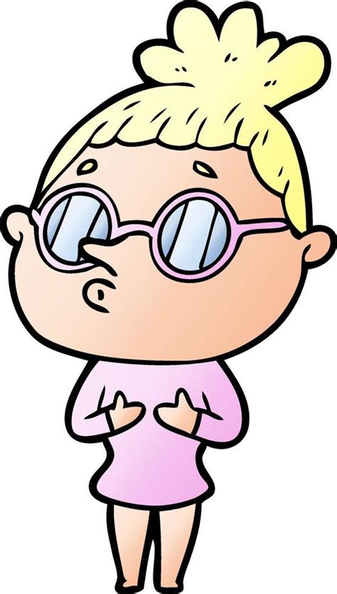 Cartoon Woman Wearing Glasses 12260316 Vector Art At Vecteezy