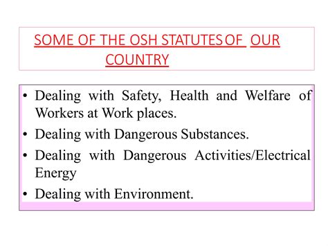 Legislative Framework For Osh In Indiapptx