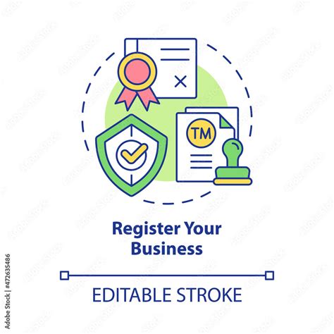 Register Your Business Concept Icon Startup Launch Official Documents