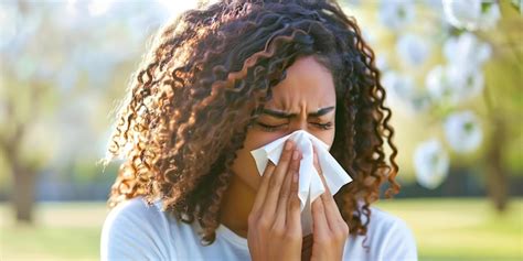 Premium Photo Woman With Allergies Using Tissue To Blow Nose In A