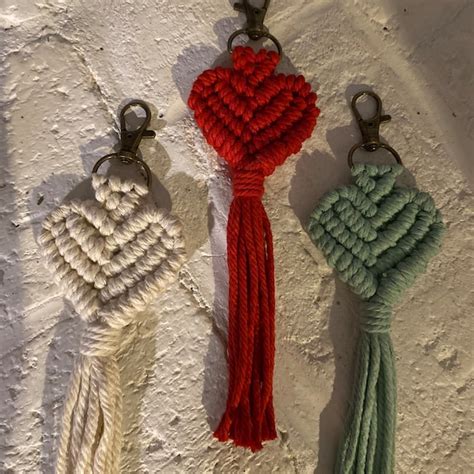 Macrame Heart Keychain Pattern Etsy