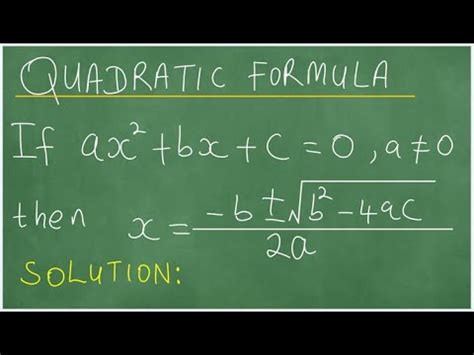 Quadratic Formula Proof Ax 2 Bx C 0 Youtube