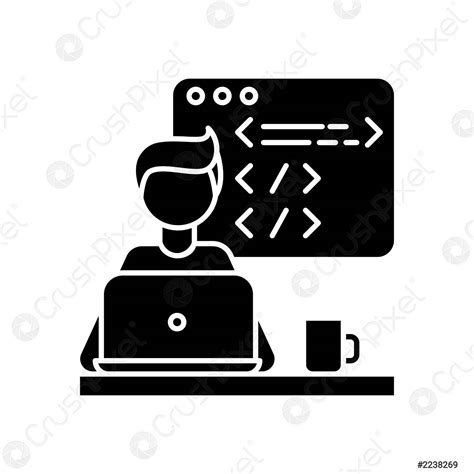 Web Developer Black Glyph Icon Computer Software Development Platform Testing Stock Vector
