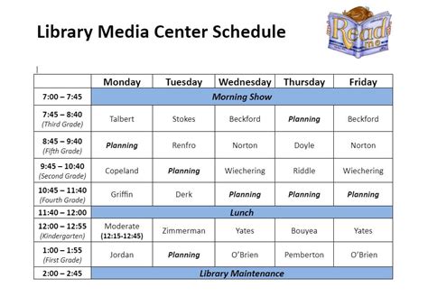 Library Schedule