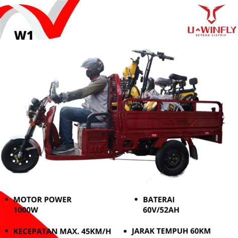Jual Motor Listrik Roda Tiga Kendaraan Niaga Uwinfly W1 Garansi Resmi