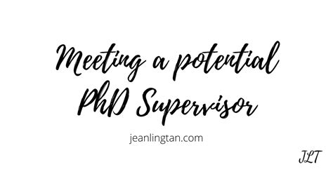 Meeting A Potential Phd Supervisor Jean Ling Tan Aspiring Clinical