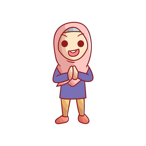 Premium Vector Cute Hijab Female Expression Vector Islamic