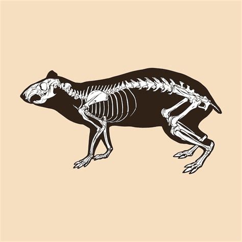 Ilustração Vetorial De Esqueleto De Cutia Vetor Premium