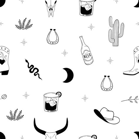 Premium Vector Seamless Pattern With Western Elements Cowboy Style