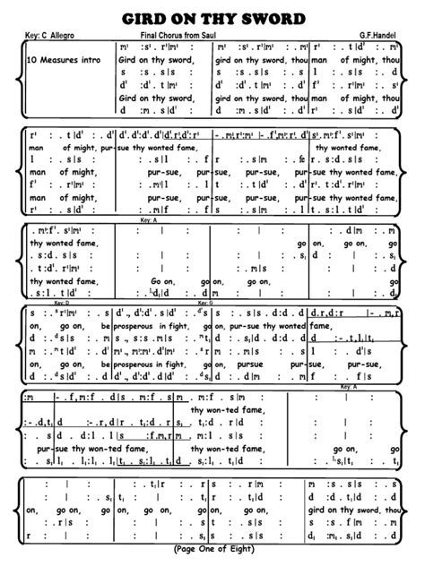 Handel Gird Thy Sword Final Chorus From Saul Tonic Pdf