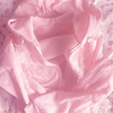 Pink Cutecorecoquette Jacket W Bow Zipper And Lace Depop