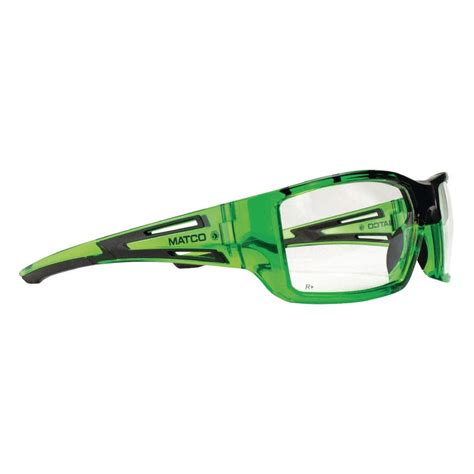 Forceflex Safety Glasses Green Full Frame With Clear Lenses Ff5gtclr