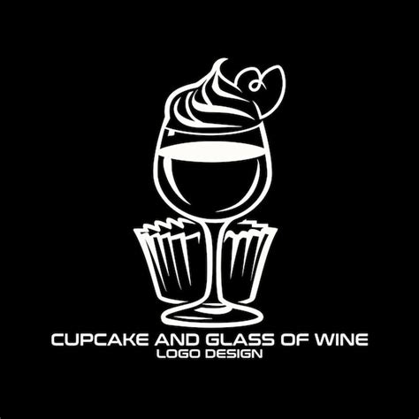 Premium Vector Cupcake And Glass Of Wine Vector Logo Design